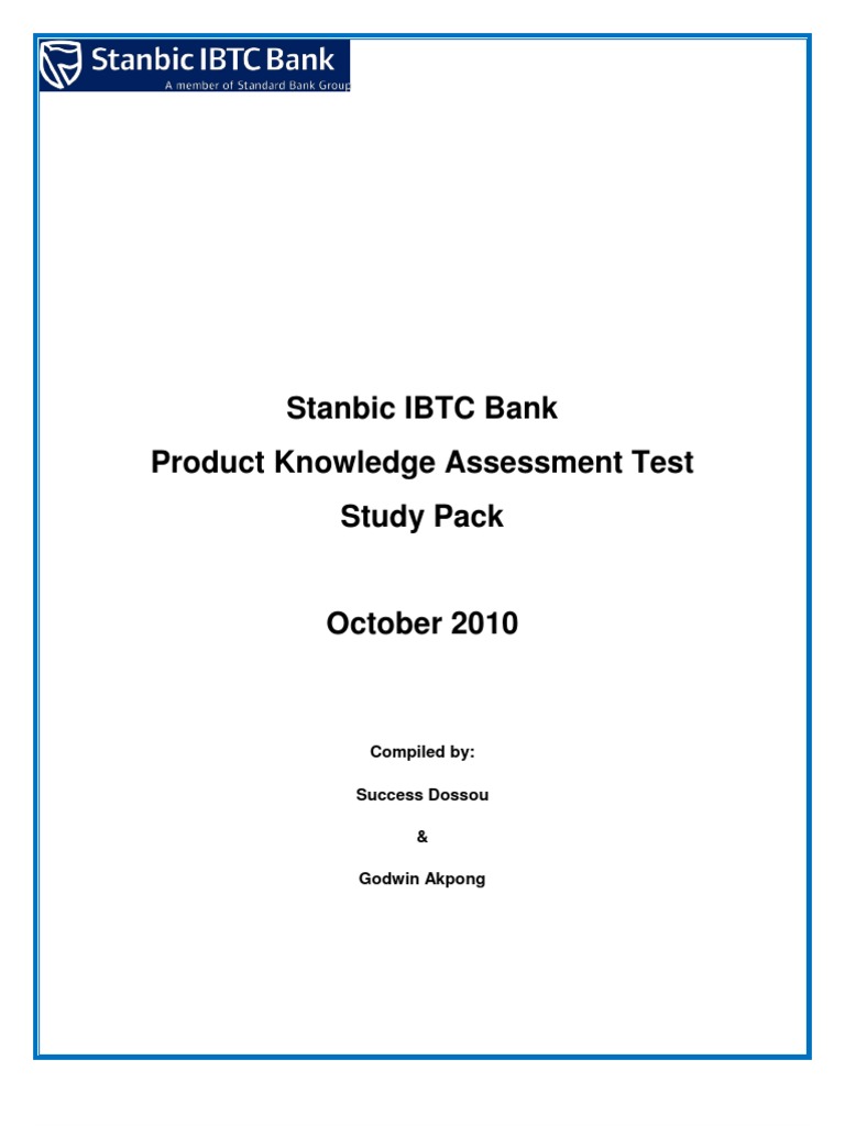 Stanbic IBTC Bank Product Knowledge Assessment Test Study Pack ...