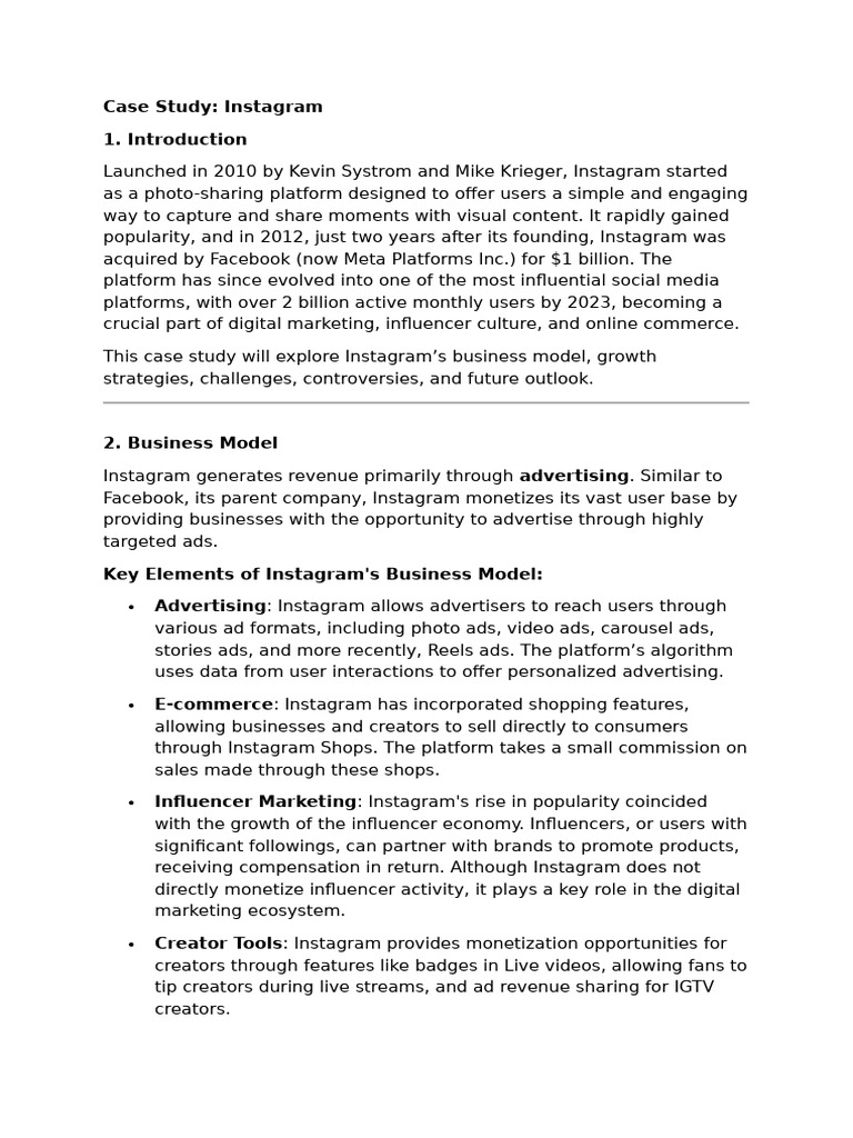 Instagram Case Tudy | PDF