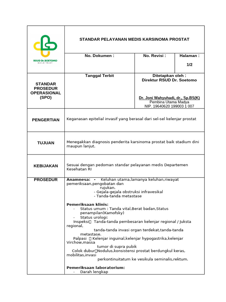 SOP Ca Prostat | PDF