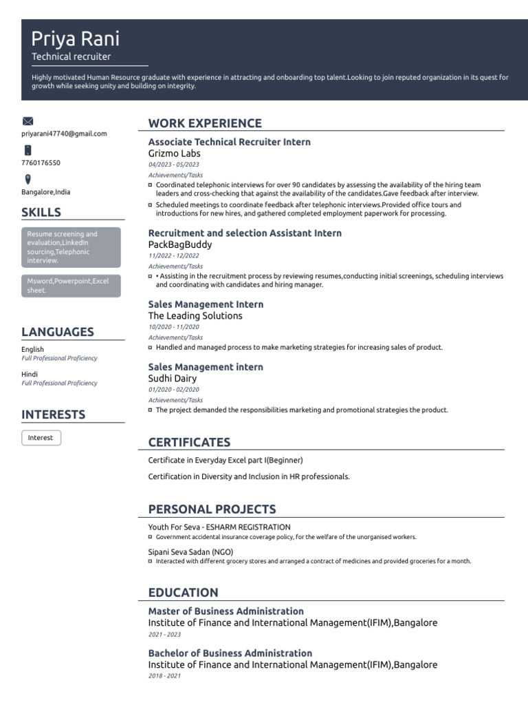 Priya's Resume | PDF