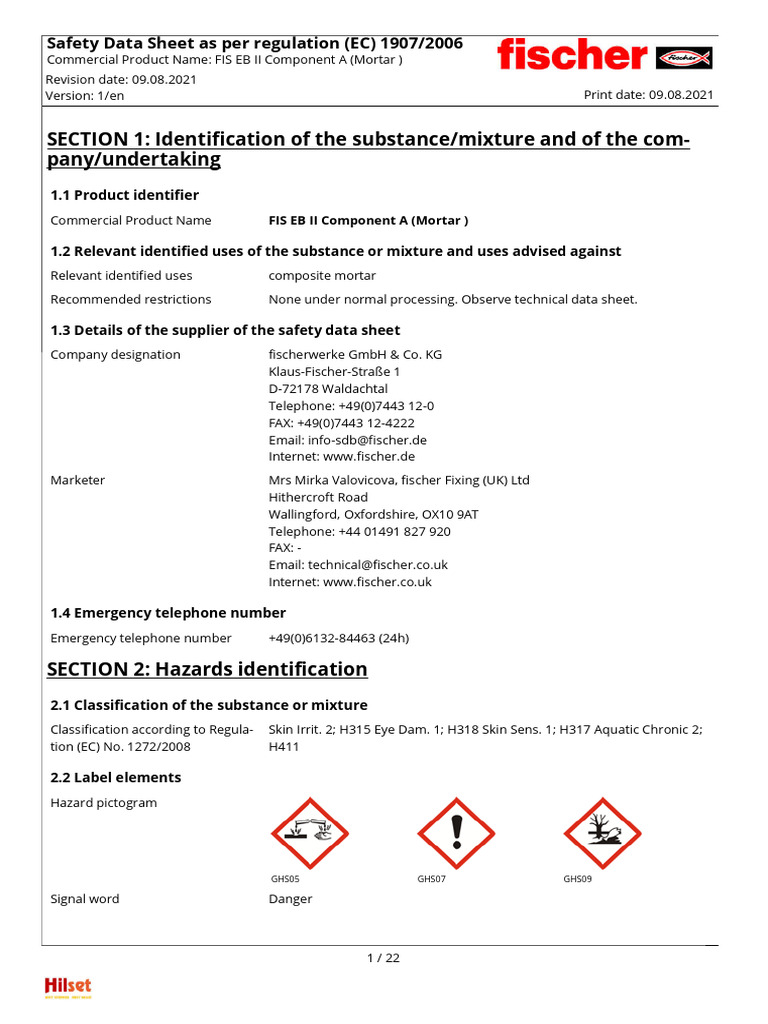 ADB - MSDS FIS-EB-II-GB-EN - Keo cấy thép-EN | PDF