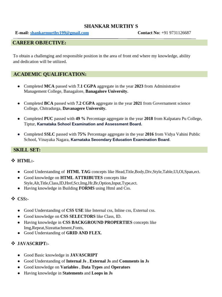 Shankar Resume | PDF