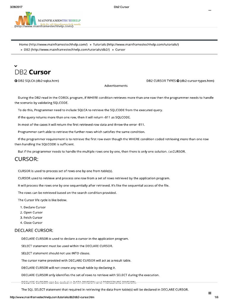 db2 Cursor | PDF