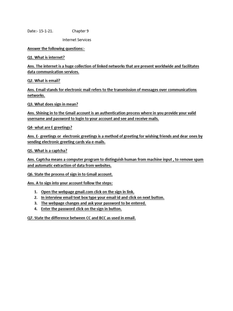 Class7 Internet Services Questions and Answers | PDF