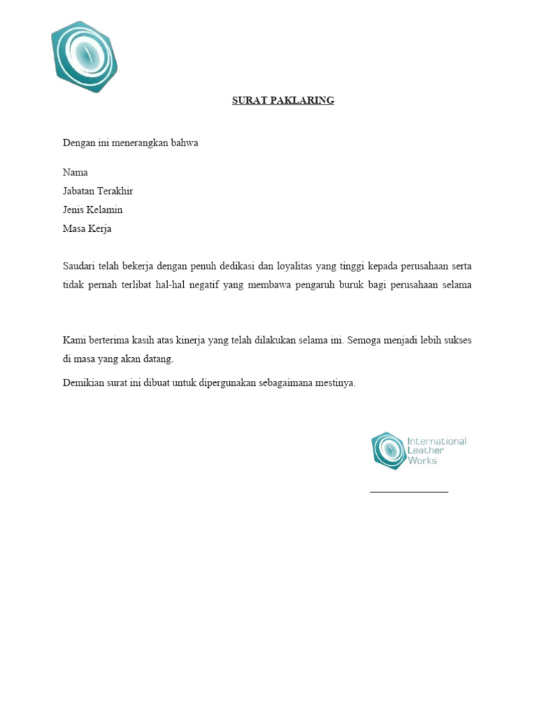 546802194-Surat-Paklaring (2) | PDF