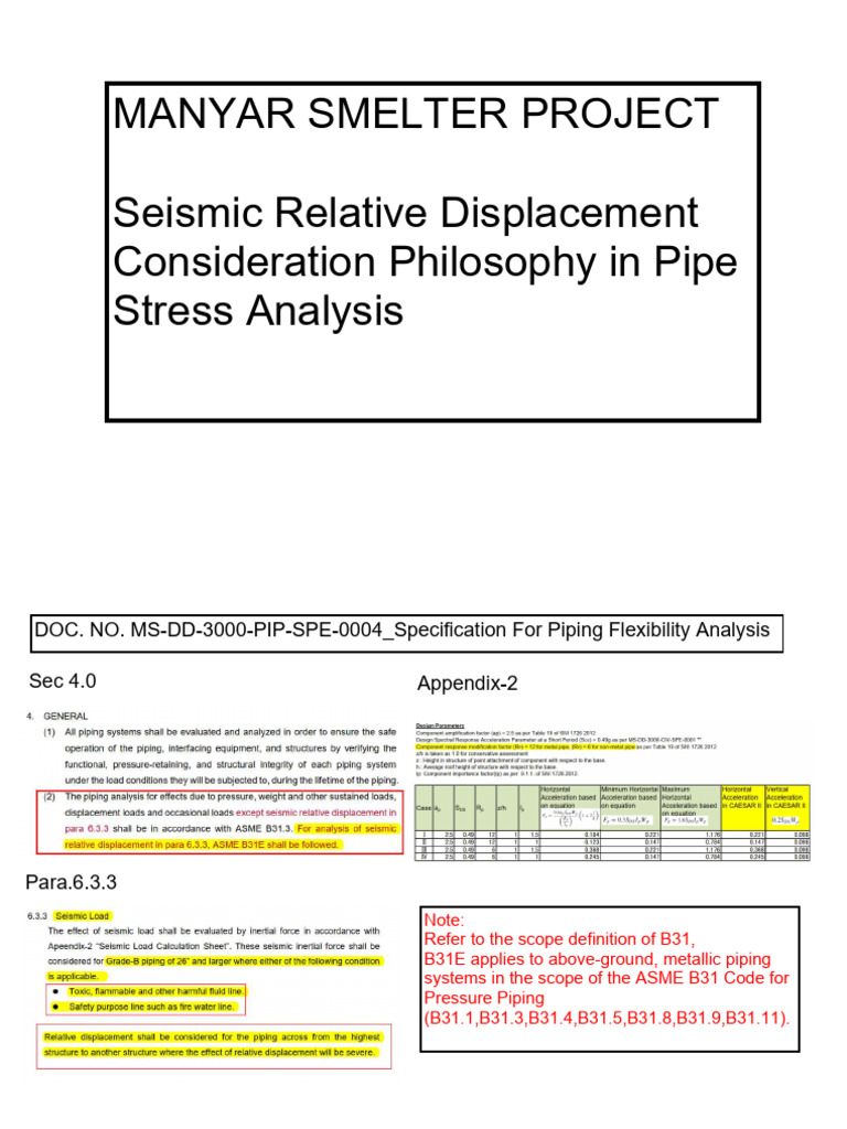 Seismic Relative Displacement Consideration Philosophy in Pipe Stress ...