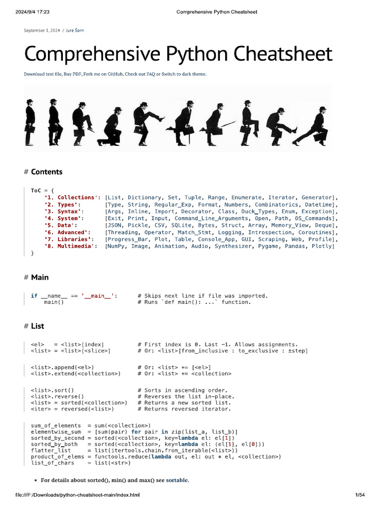 Comprehensive Python Cheatsheet | PDF Comprehensive Python Cheatsheet | PDF