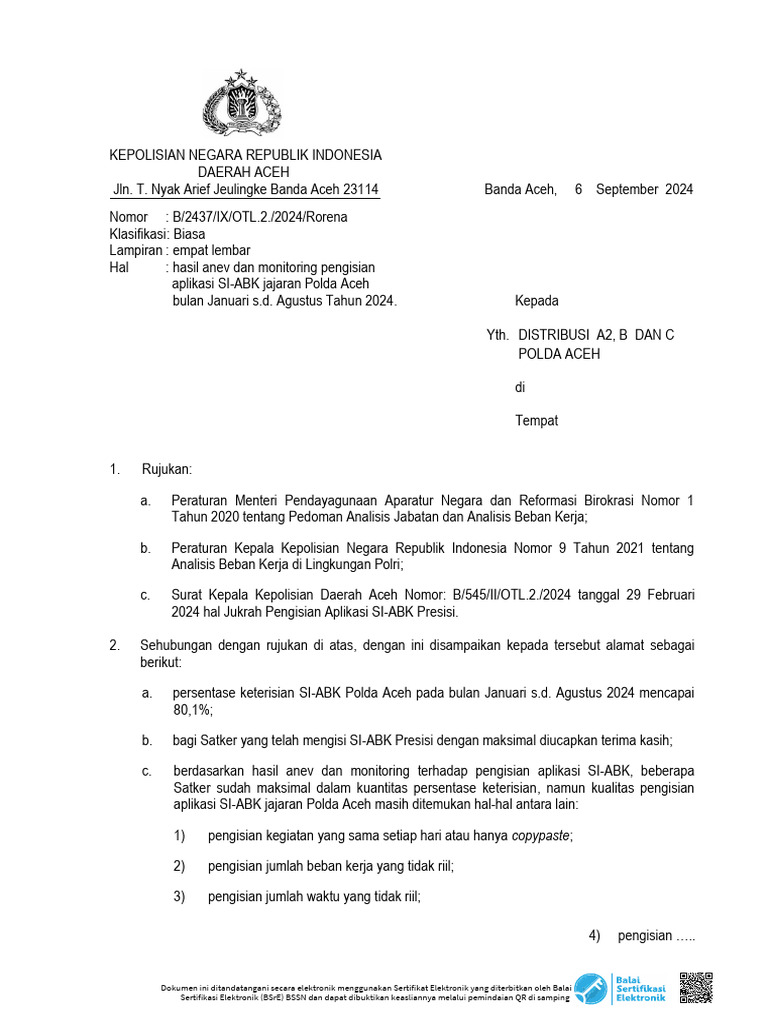 Hasil Anev Abk Agustus 2024 | PDF