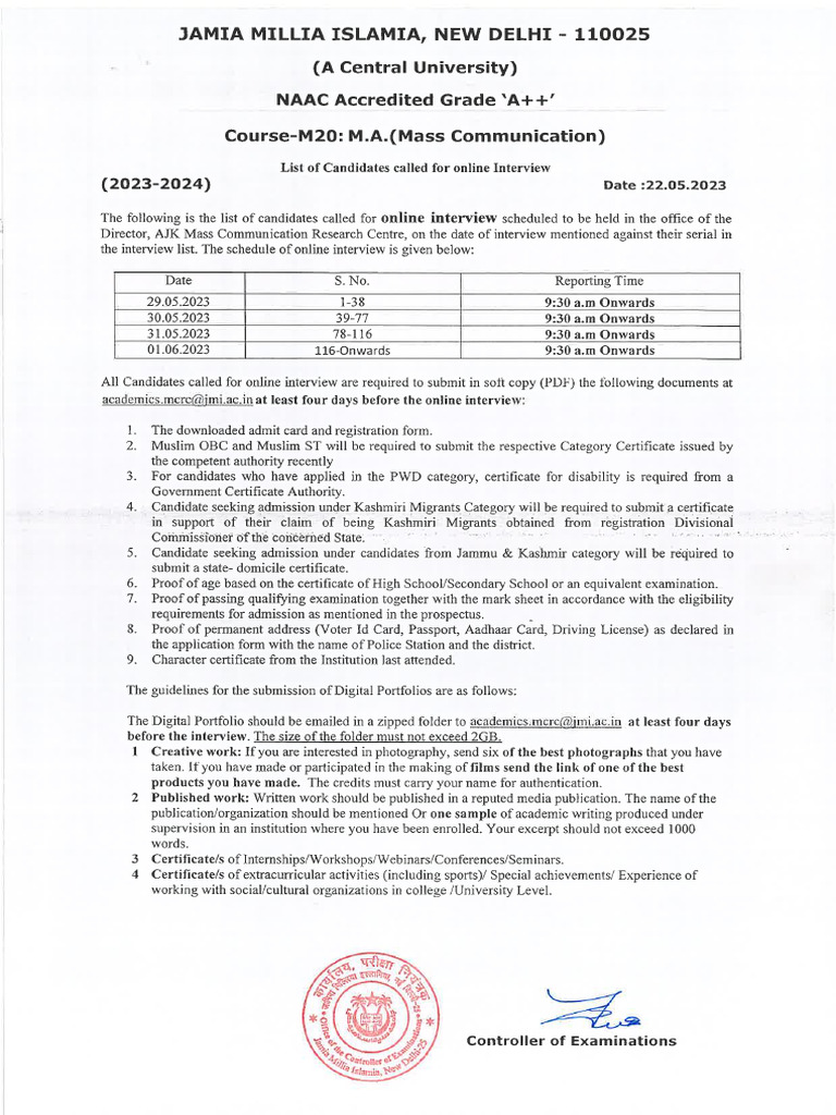 Mass Comm 2023 Result | PDF