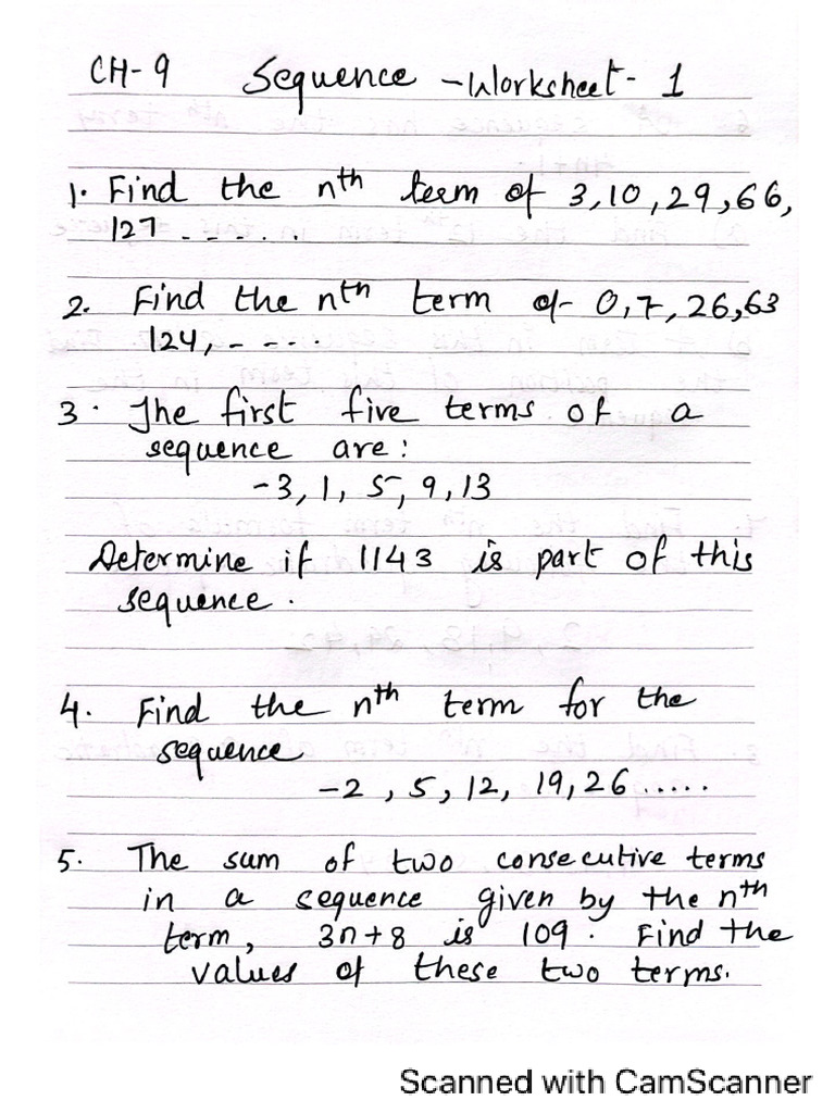 Ch-9 Sequence WS-1 | PDF