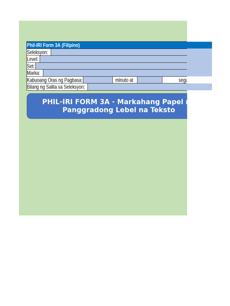 Phil IRI Form 3A and 3B | PDF