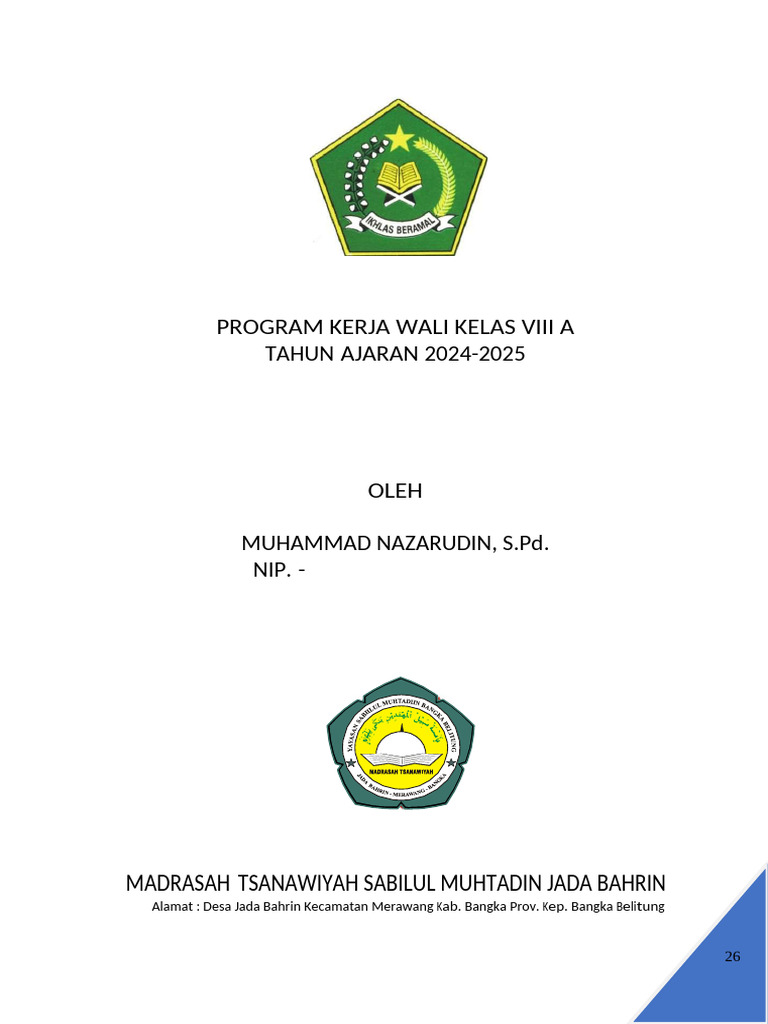 Program Kerja Wali Kelas 9A 2024 | PDF