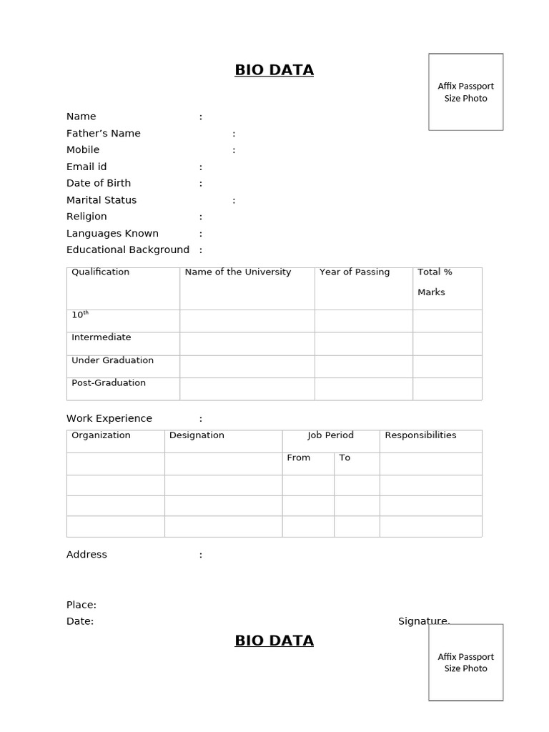 Bio-data-job-4-2 | PDF