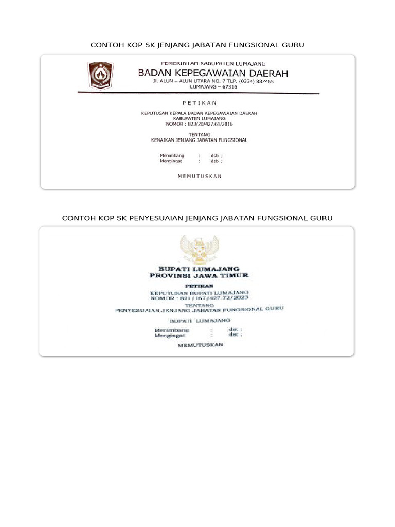 Contoh KOP SK Jabfung | PDF