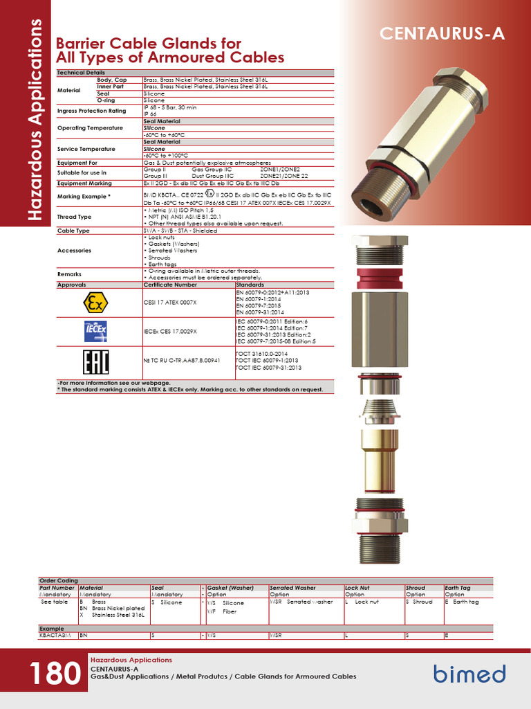 BIMED CENTAURUS Barrier Cable Glands-DS | PDF