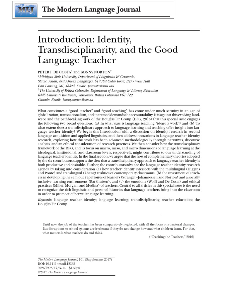 Introduction Identity Transdisciplinarit | PDF