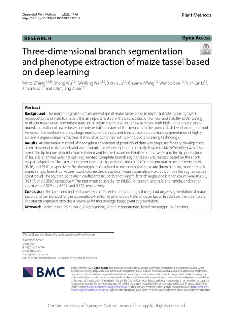 Three-Dimensional Branch Segmentation and Phenotyp | PDF