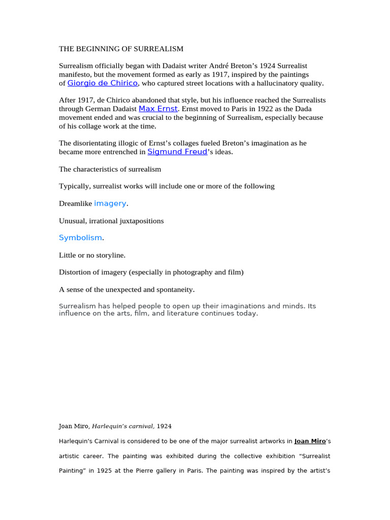 THE BEGINNING OF SURREALISM | PDF