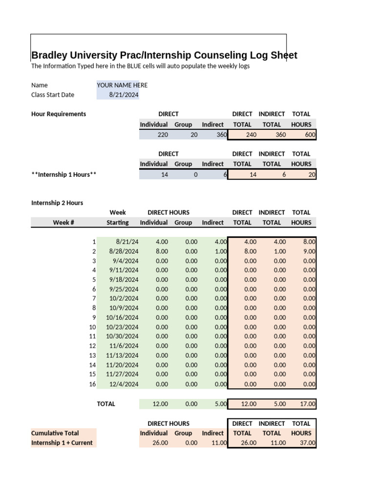 Internship II Fall 2024 Log Sheet Week 1 | PDF