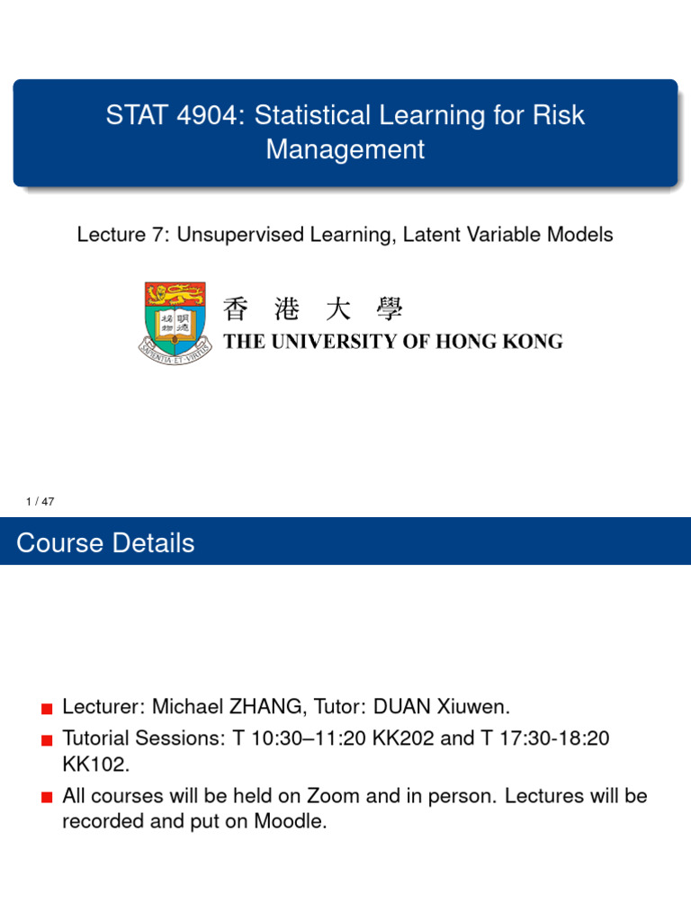 Lecture7 Unsupervised Learning | PDF