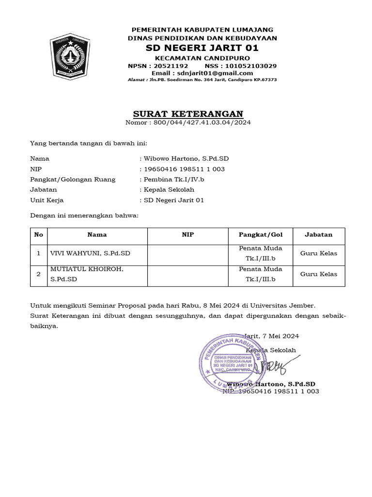 Surat Keterangan Sempro | PDF