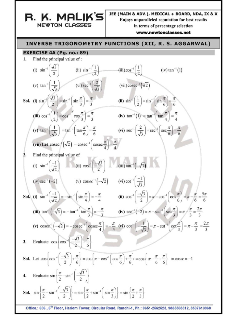 Inverse Trigonometry Functions | PDF