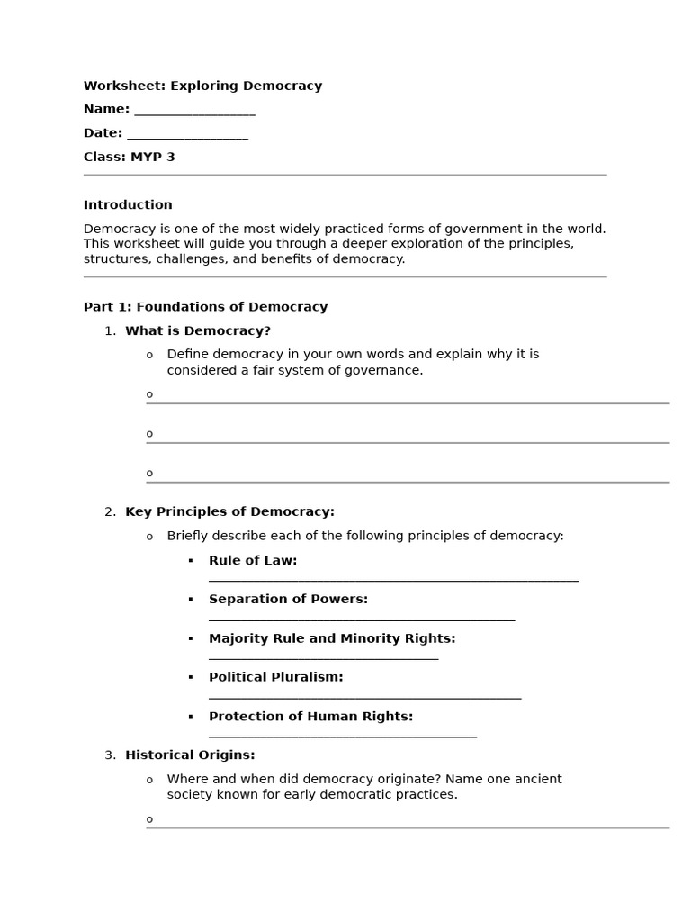 Worksheet - Democracy | PDF