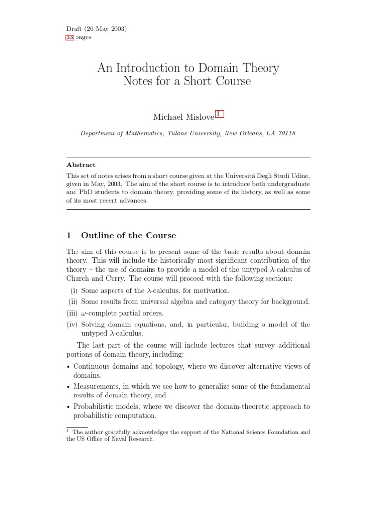 Notes On Domain Theory by Mislove | PDF | Mathematical Structures ...