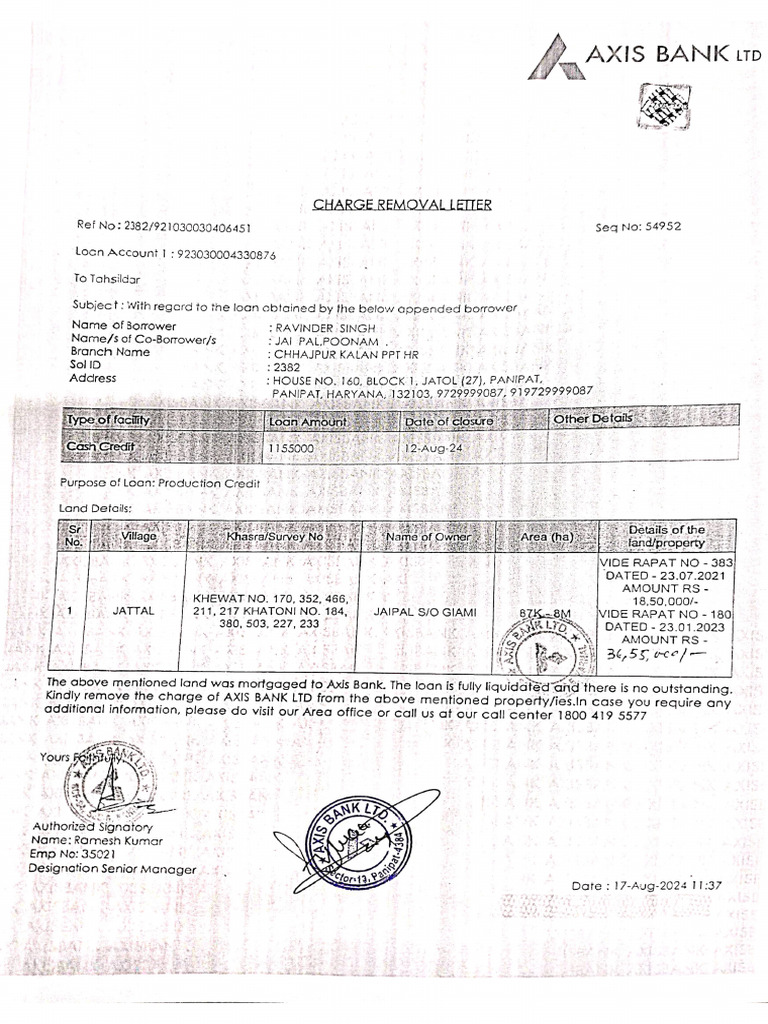 Noc format... canera bank | PDF