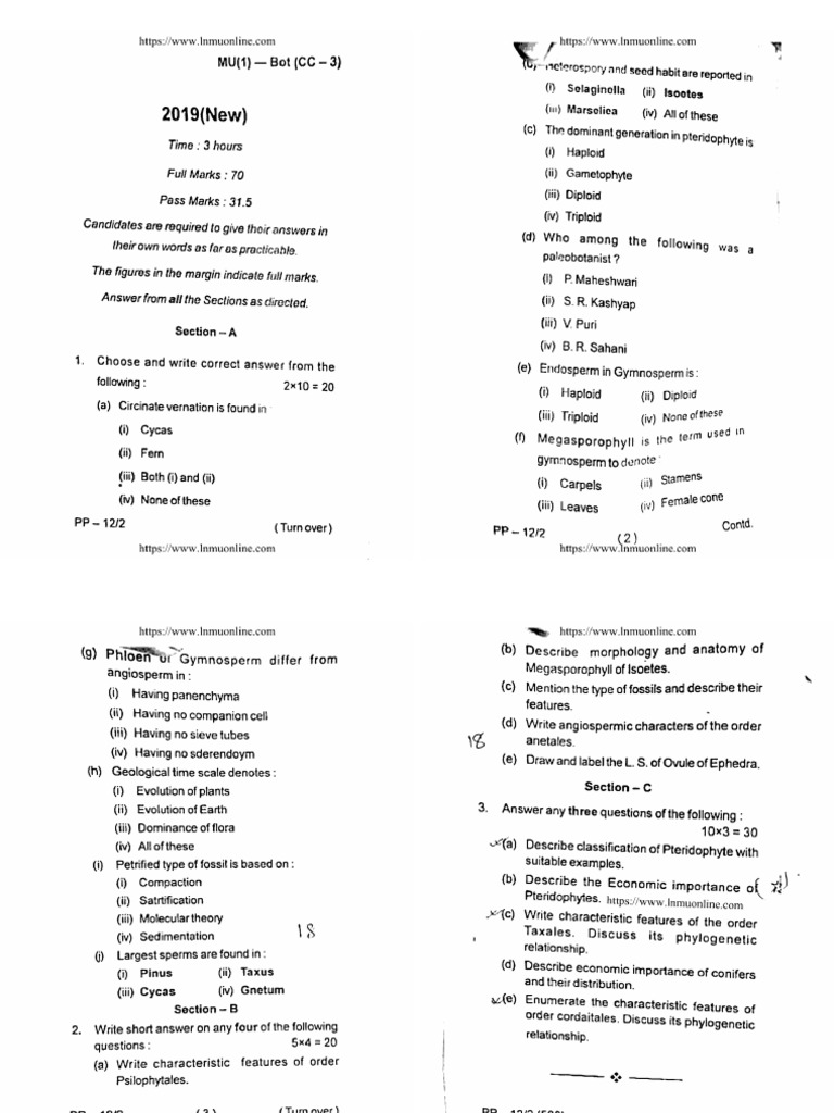 MSC 1 Sem Botany CC 3 2019 | PDF