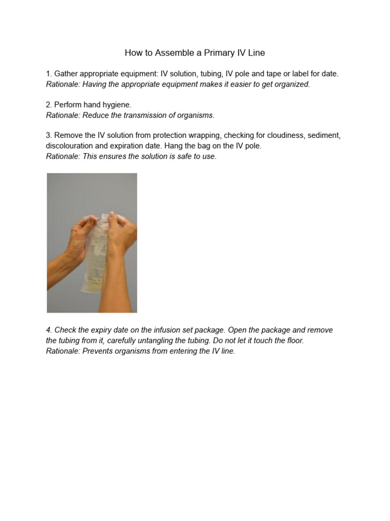 How To Assemble A Primary IV Line | PDF | Intravenous Therapy ...
