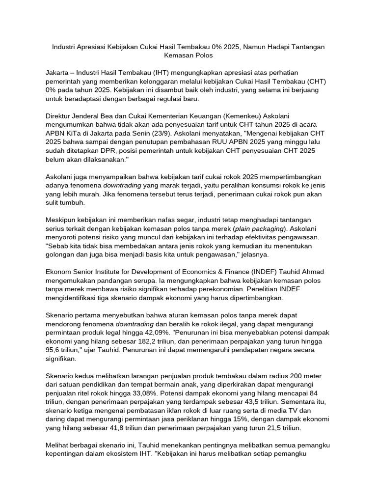 Artikel CHT Tak Naik 2025 | PDF