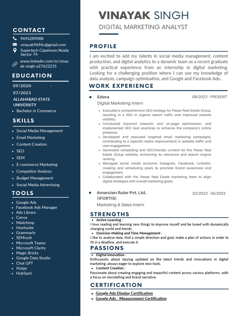 Vinayak Resume | PDF