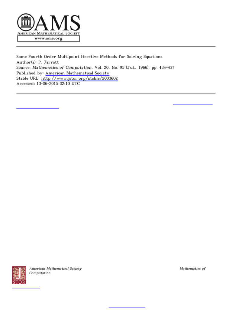 1966 Some Fourth Order Multipoint Iterative Methods For Solving Equations Pdf