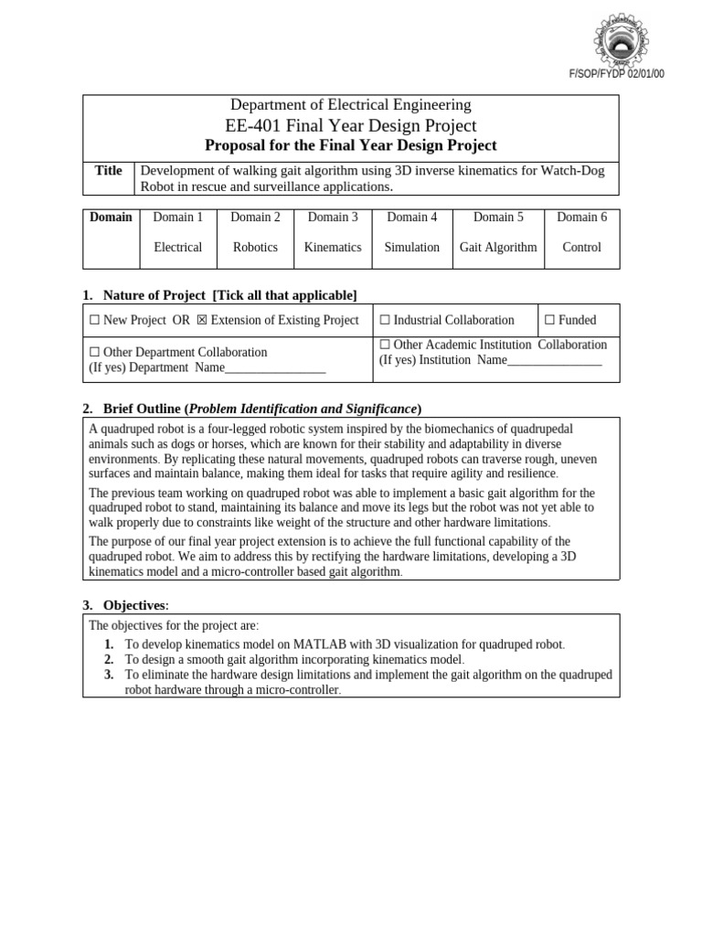 Quad Robot FYDP Proposal | PDF