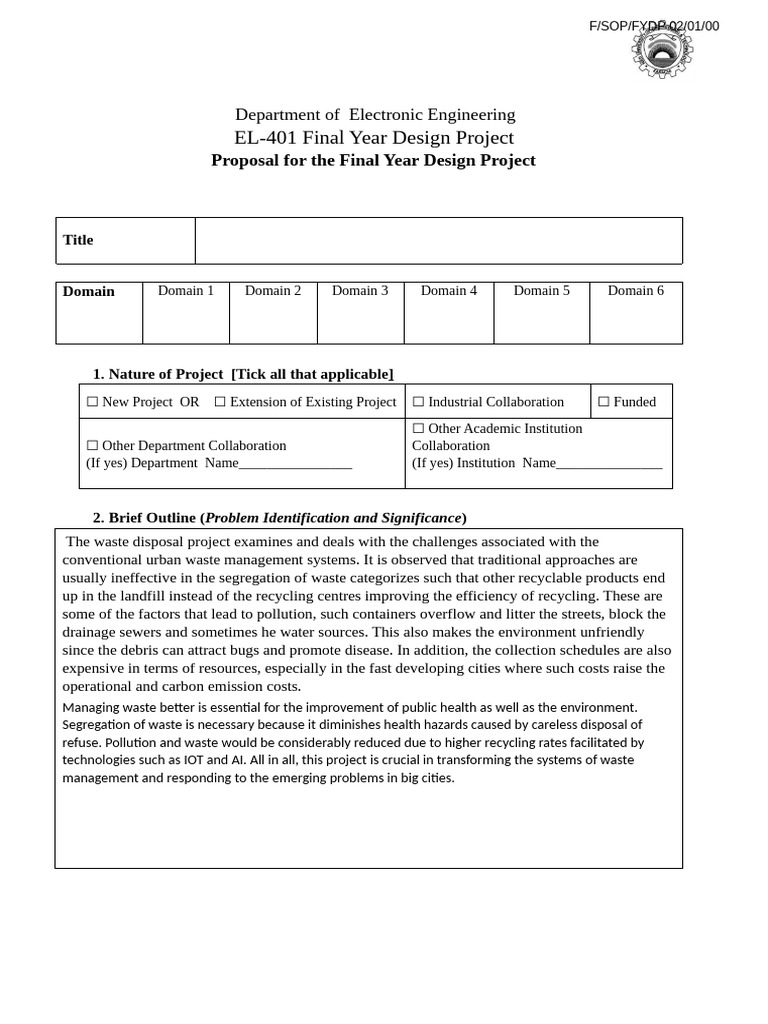FYDP Proposal Form | PDF