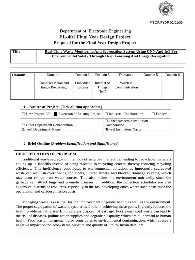 FYDP Proposal Form 1 | PDF