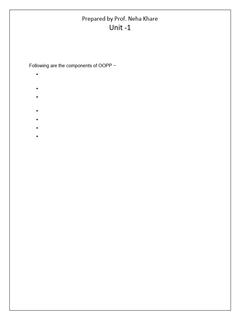 UNIT-1(CS-405) OBJECT ORIENTED PROGRAMMING | PDF UNIT-1(CS-405) OBJECT ORIENTED PROGRAMMING | PDF