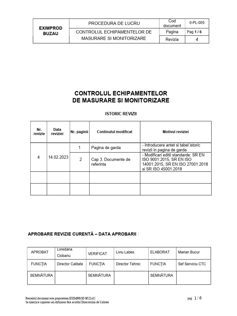 0-PL-005 Controlul EMM - Rev 2023 | PDF