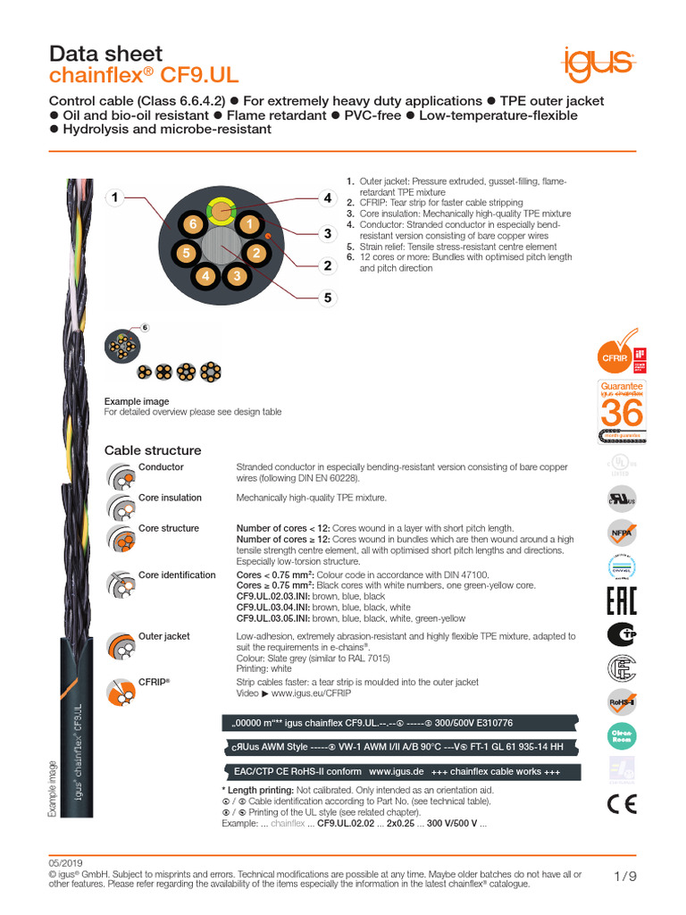 EU Data Sheet Chainflex CF9.UL | PDF