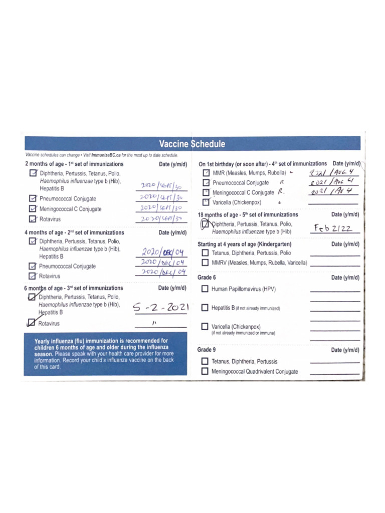 Vaccine Schedule | PDF