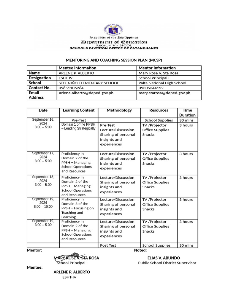 Mentoring and Coaching Session Plan 1 | PDF