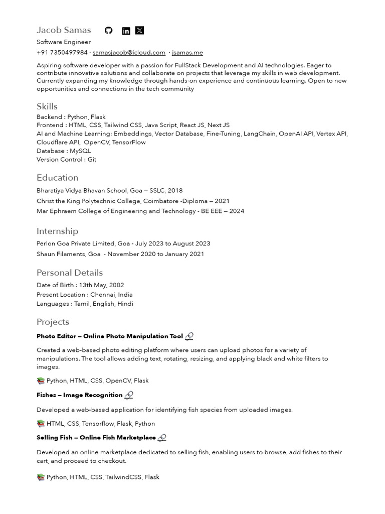 Jacob Samas - Resume | PDF