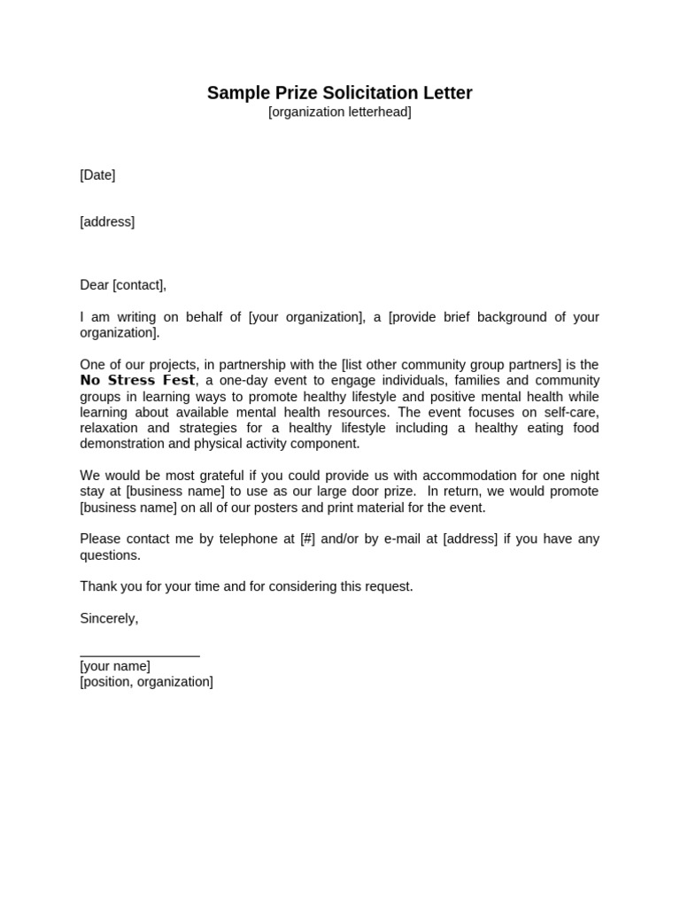 NSF Sample Prize Solicitation Letter | PDF