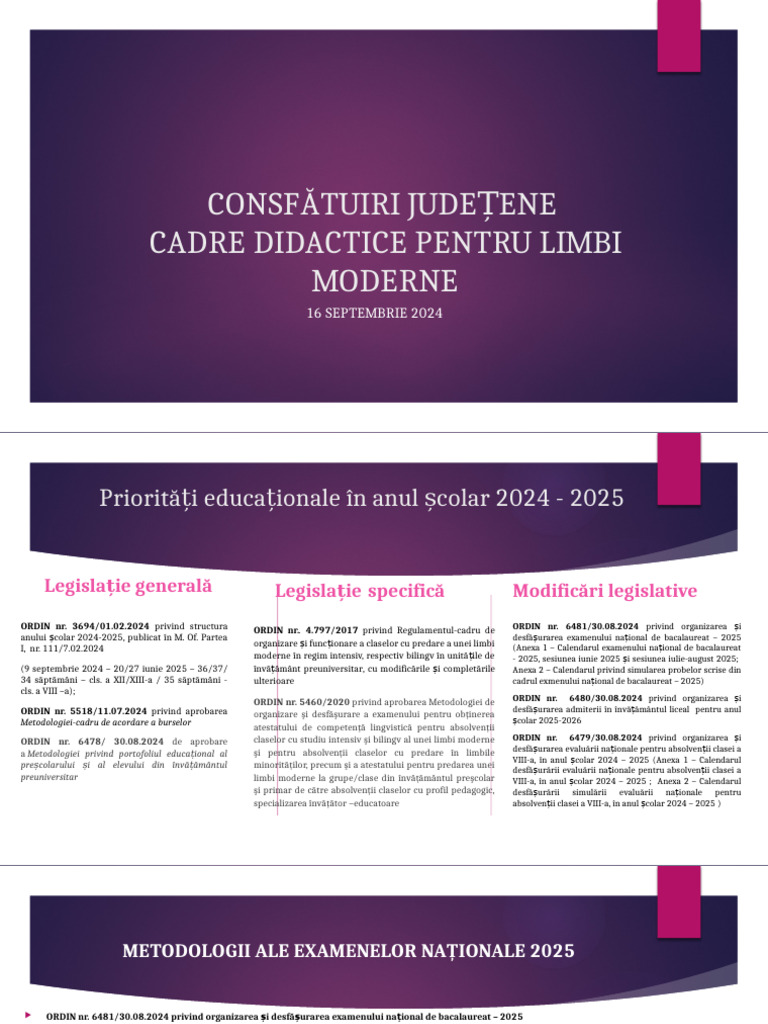 Consfatuiri 2024 - Cadrul Normativ Și Legislativ - Curiculum - Copie | PDF