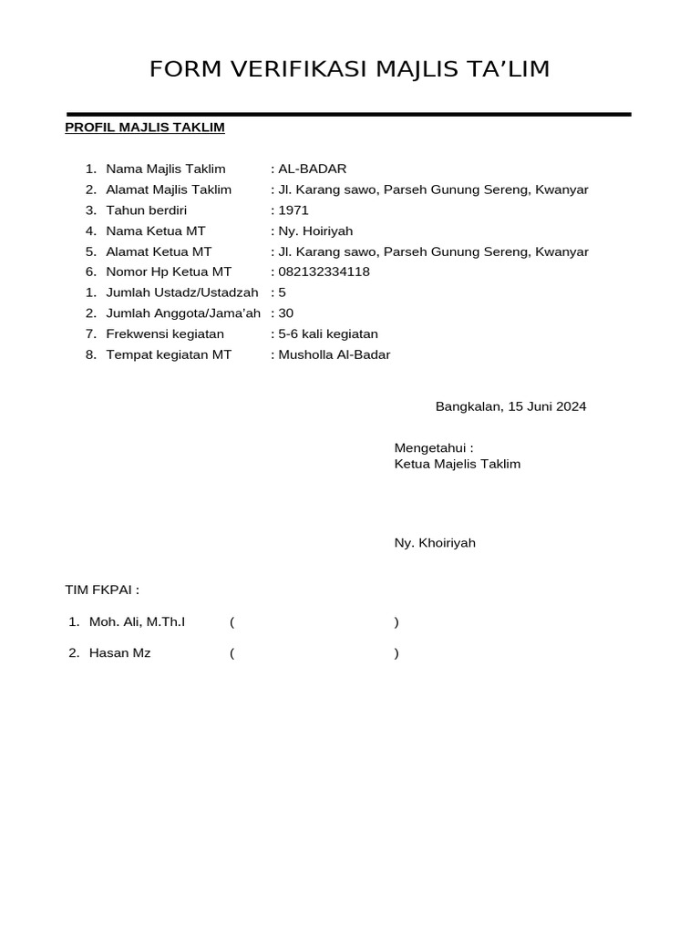 Form Verifikasi MT | PDF