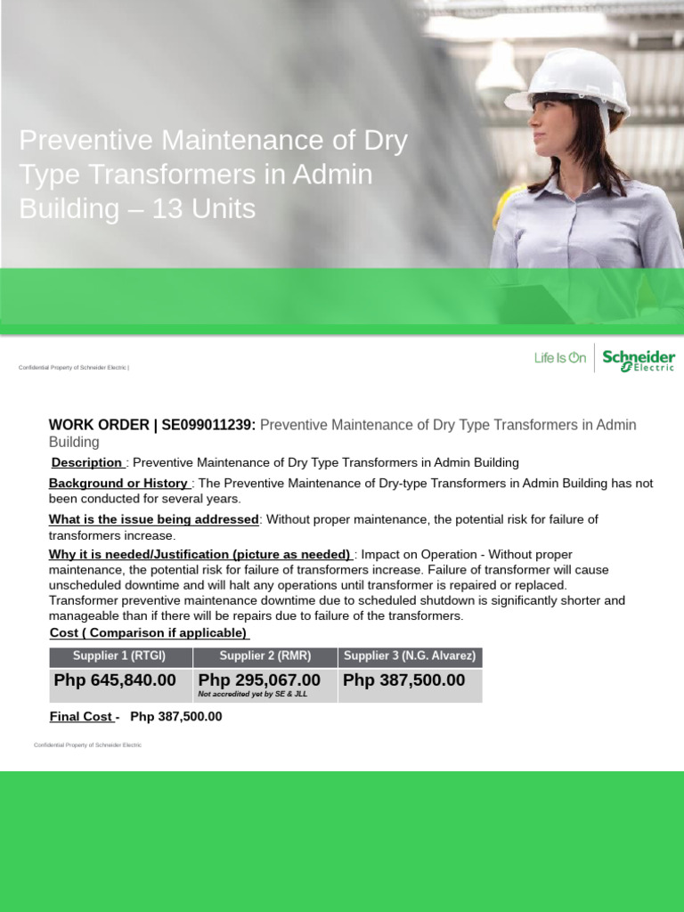 PR Dry Type Transformer Preventive Maintenance 13 | PDF
