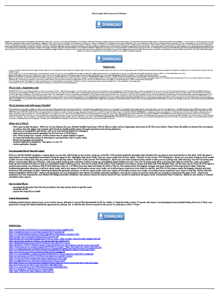 Fifa 22 Keygen With License Key PCWindows | PDF