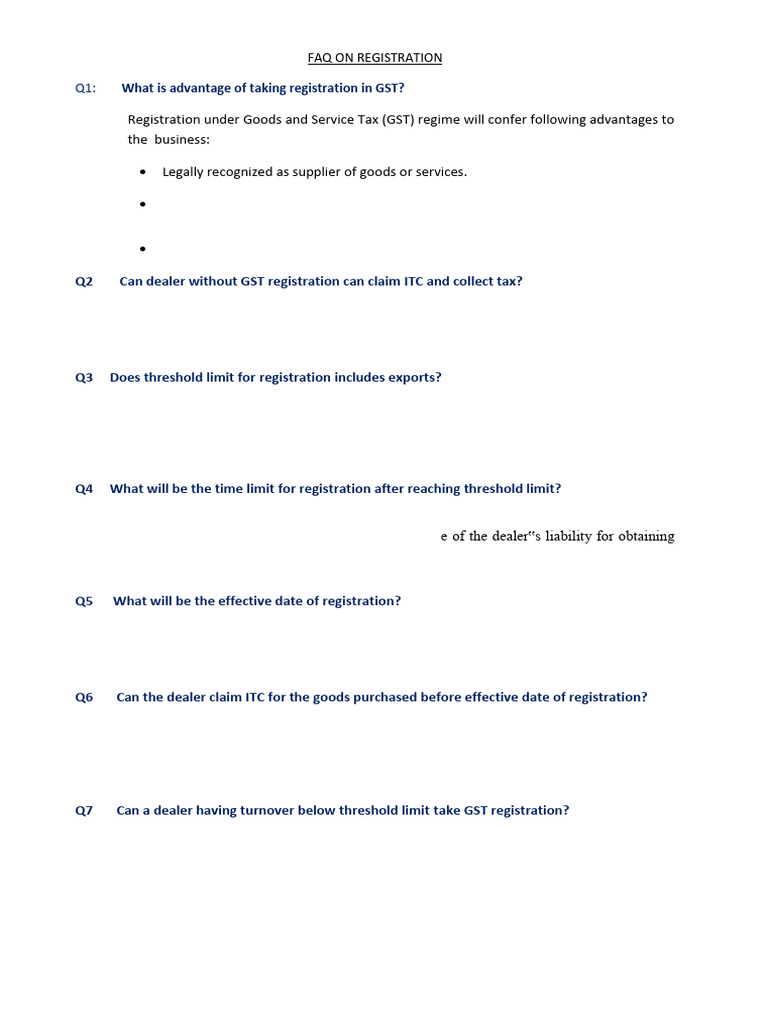Faq On Registration | PDF