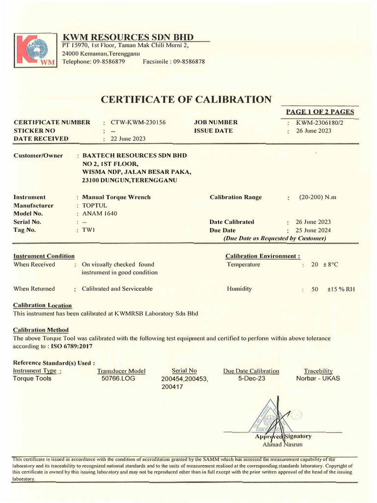 CERT MTW 20 - 200 NM | PDF